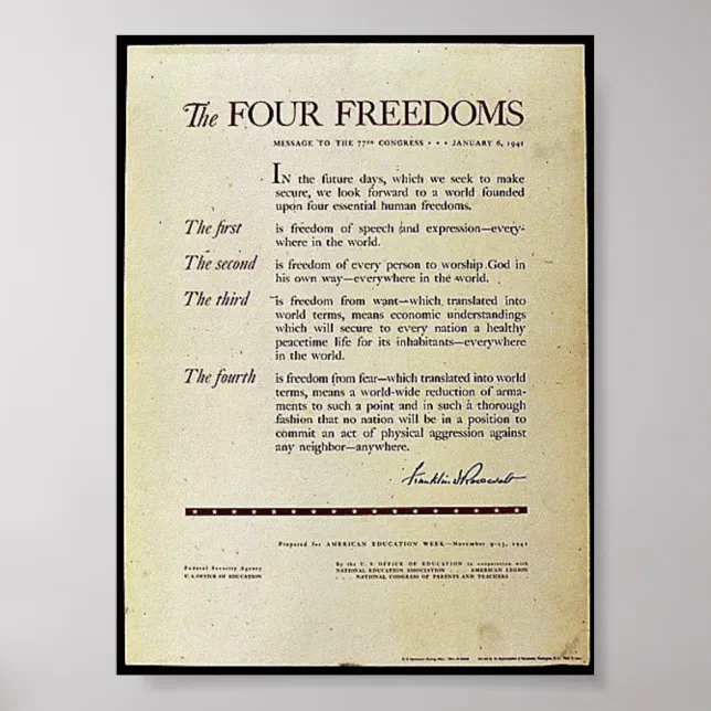 The Four Freedoms Poster | Zazzle