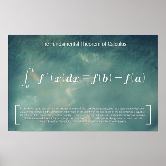 The Fundamental Theorem of Calculus - Math Poster | Zazzle.com