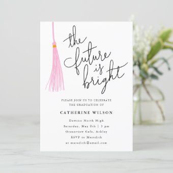 The Future Is Bright Light Pink Graduation Party Invitation | Zazzle