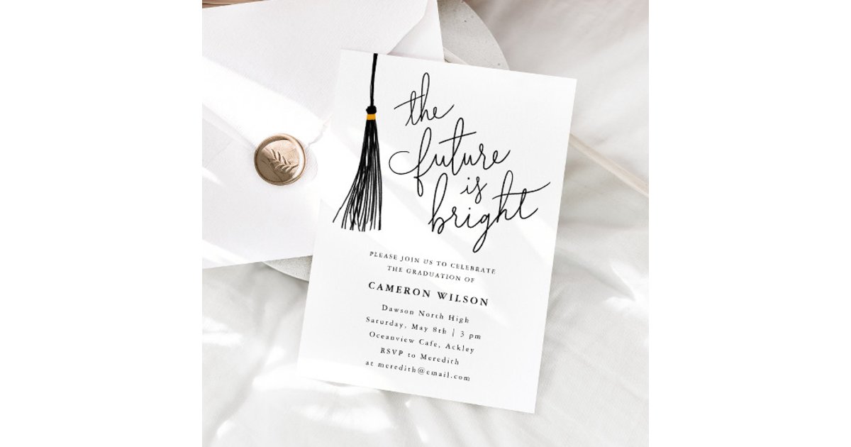 The Future Is Bright Tassel Graduation Party Photo Invitation | Zazzle