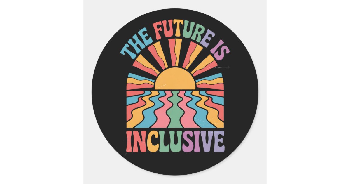 The Future Is Inclusive LGBTQ Rainbow Pride Retro Classic Round Sticker ...