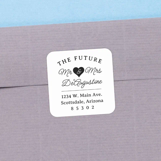 The Future Mr and Mrs Wedding Return Address Label | Zazzle