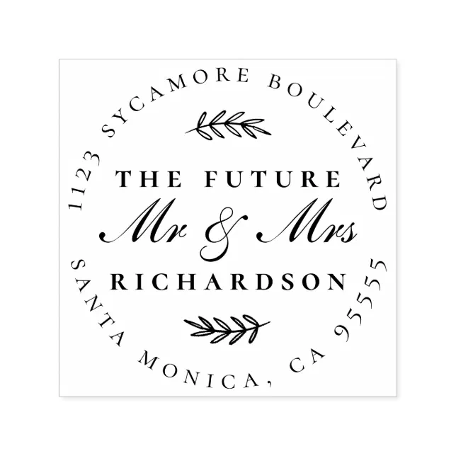 The Future Mr & Mrs Script Engaged Couple Address Self-inking Stamp ...