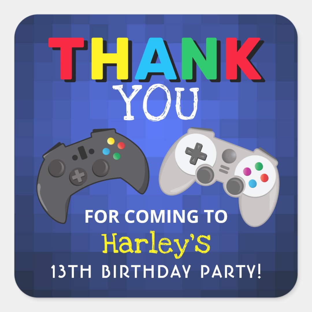 The Game Is On! | Video Game Thank You Square Sticker | Zazzle