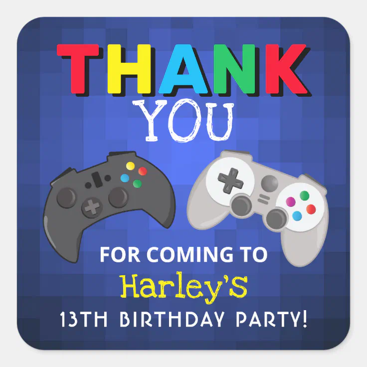 The Game Is On! | Video Game Thank You Square Sticker | Zazzle