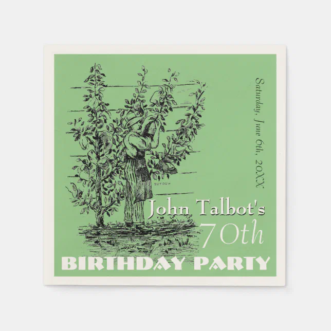 The gardener 70th birthday Party Paper Napkins | Zazzle