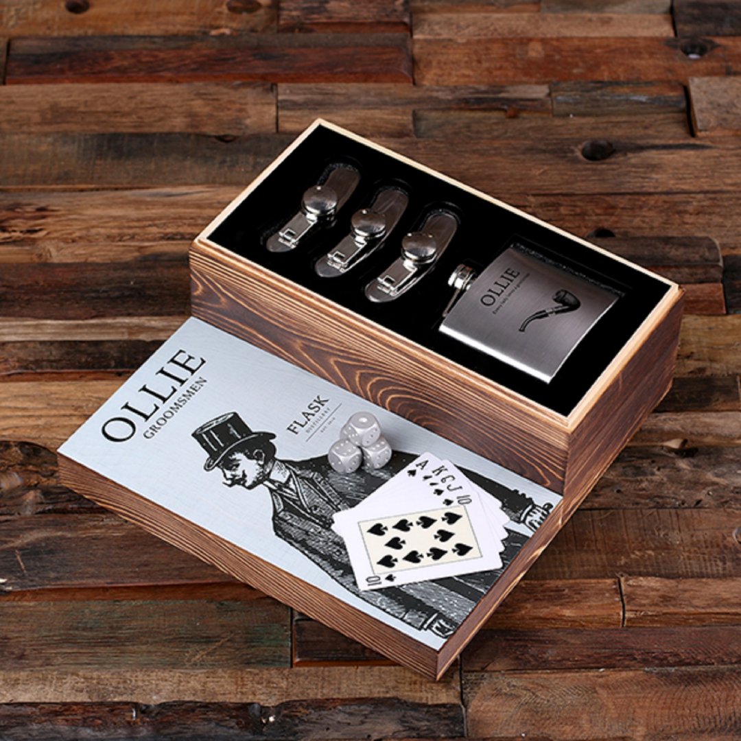 The Gentleman Game Night Set with Flasks | Zazzle