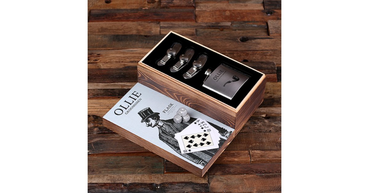 The Gentleman Game Night Set with Flasks | Zazzle