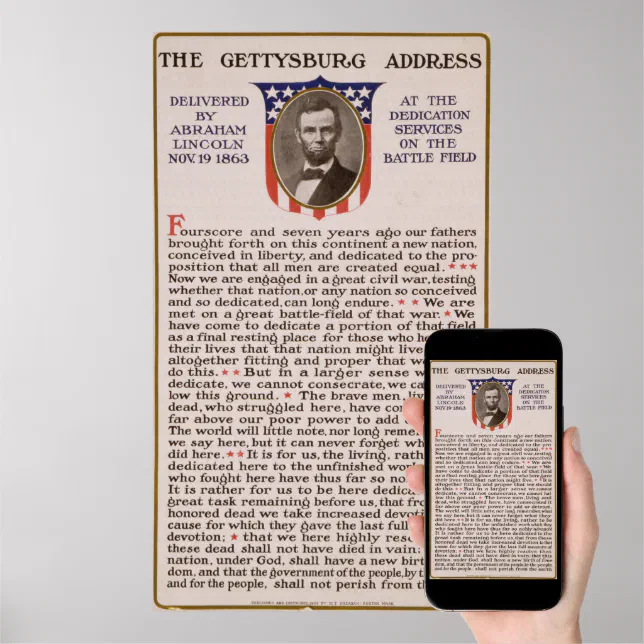The Gettysburg Address by Abraham Lincoln 1863 Poster | Zazzle