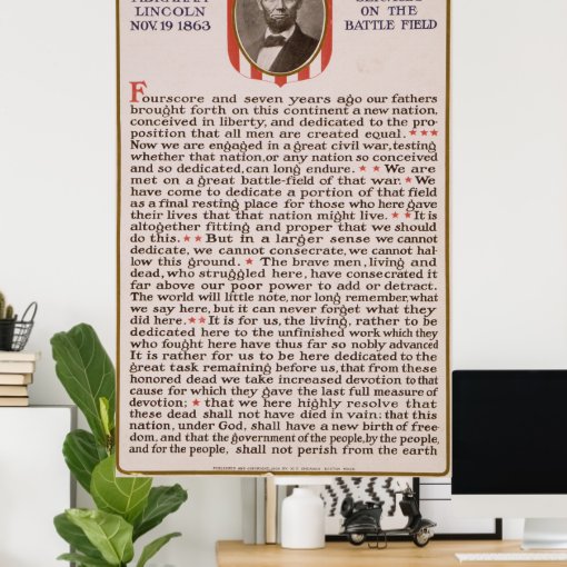 The Gettysburg Address by Abraham Lincoln 1863 Poster | Zazzle