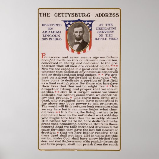 The Gettysburg Address by Abraham Lincoln 1863 Poster | Zazzle.com