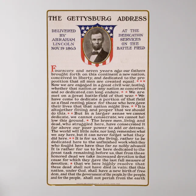 The Gettysburg Address by Abraham Lincoln 1863 Poster | Zazzle