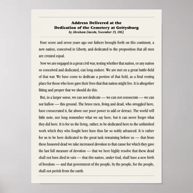 The Gettysburg Address. Poster | Zazzle
