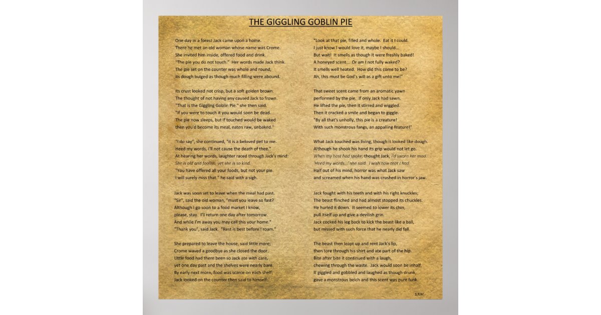 THE GIGGLING GOBLIN PIE POSTER | Zazzle