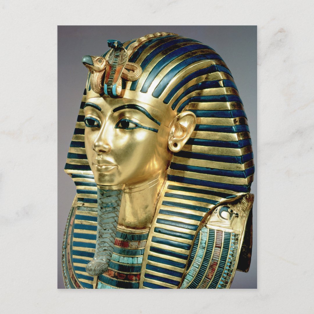 The gold funerary mask, from tomb of Tutankhamun Postcard | Zazzle