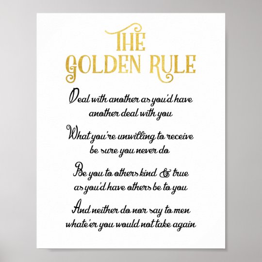 The Golden Rule Poster - Do Unto Others Proverb | Zazzle.com