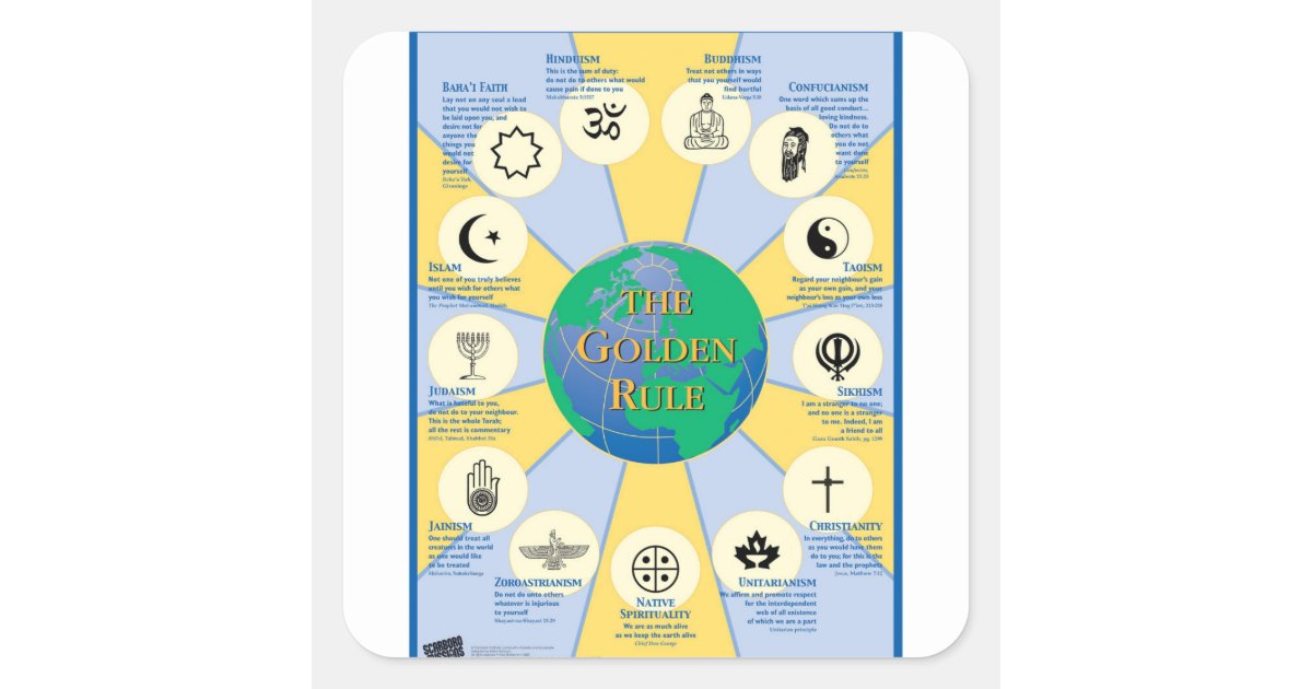 The Golden Rule Poster Square Sticker | Zazzle
