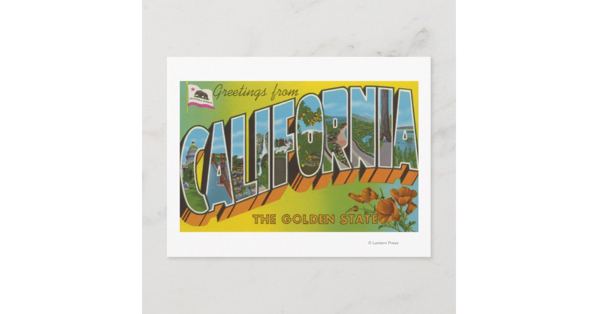 The Golden State - Large Letter Scenes Postcard | Zazzle