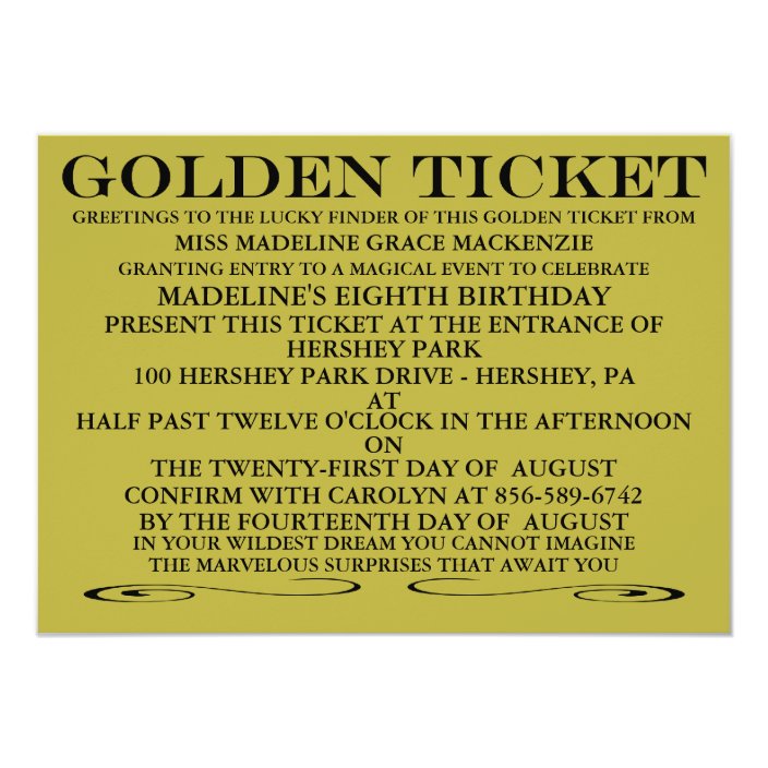 The Golden Ticket Birthday Invitation | Zazzle.com