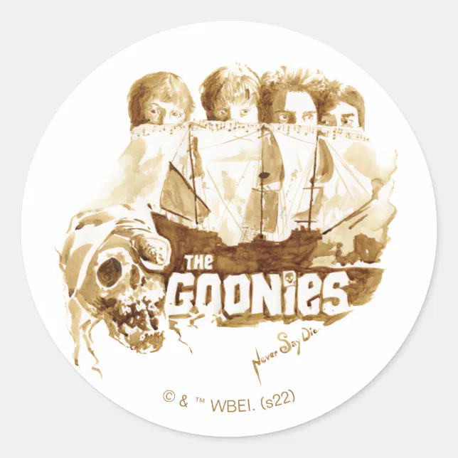 The Goonies Pirate Ship Watercolor Graphic Classic Round Sticker | Zazzle
