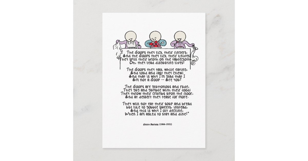 The Goops They Lick Their Fingers Postcard | Zazzle