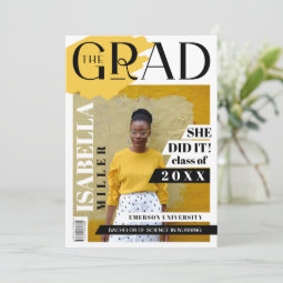 The Grad Fun Trendy Graduate Photo Magazine Cover Announcement | Zazzle