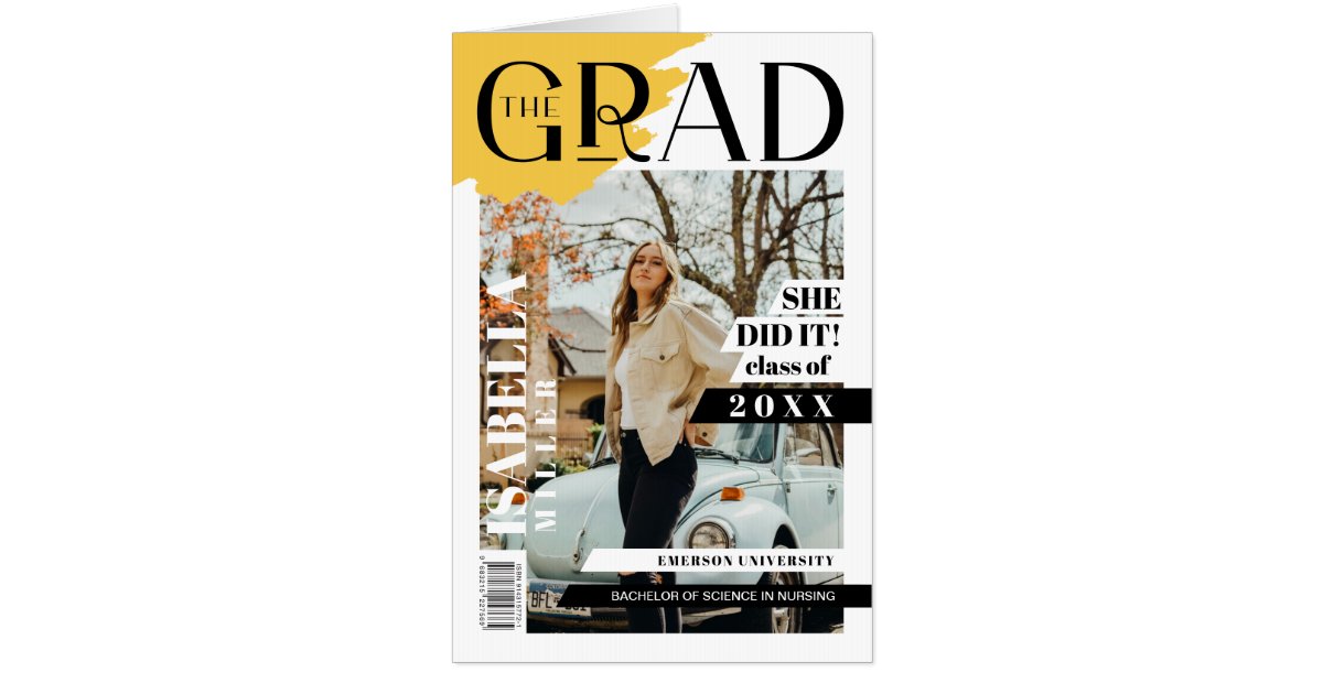 The Grad Fun Trendy Graduate Photo Magazine Cover Card | Zazzle