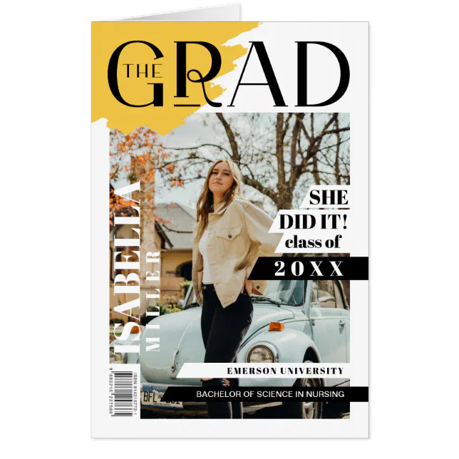 The Grad Fun Trendy Graduate Photo Magazine Cover Card | Zazzle