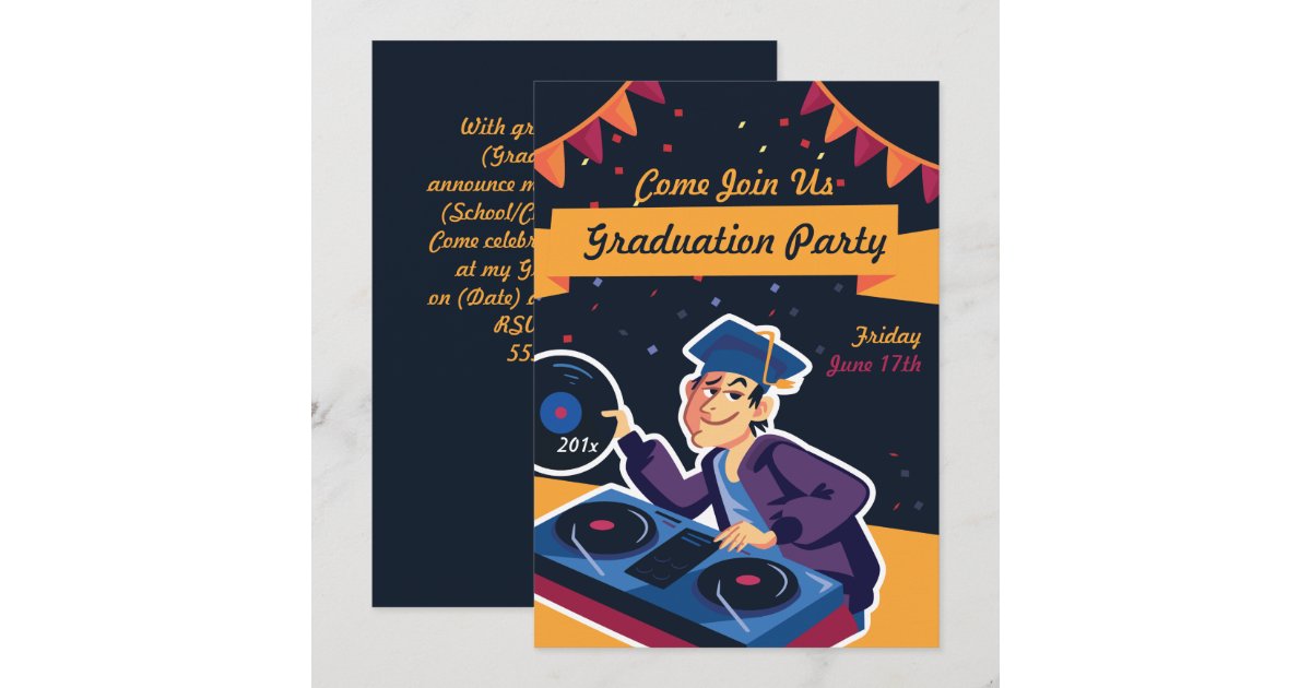 The Graduate DJ Graduation Party Invitation | Zazzle
