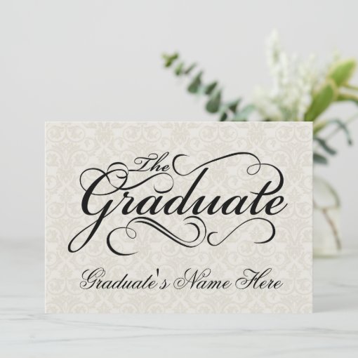 The Graduate, Elegant Ivory Damask Graduation Invitation | Zazzle