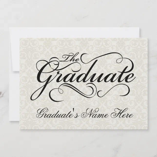 The Graduate, Elegant Ivory Damask Graduation Invitation | Zazzle