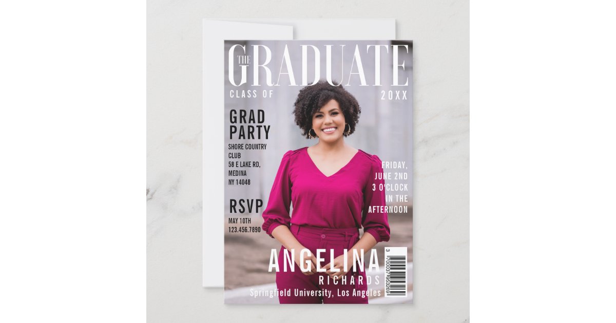 The Graduate Trendy Magazine Cover Grad Party Invitation | Zazzle.com