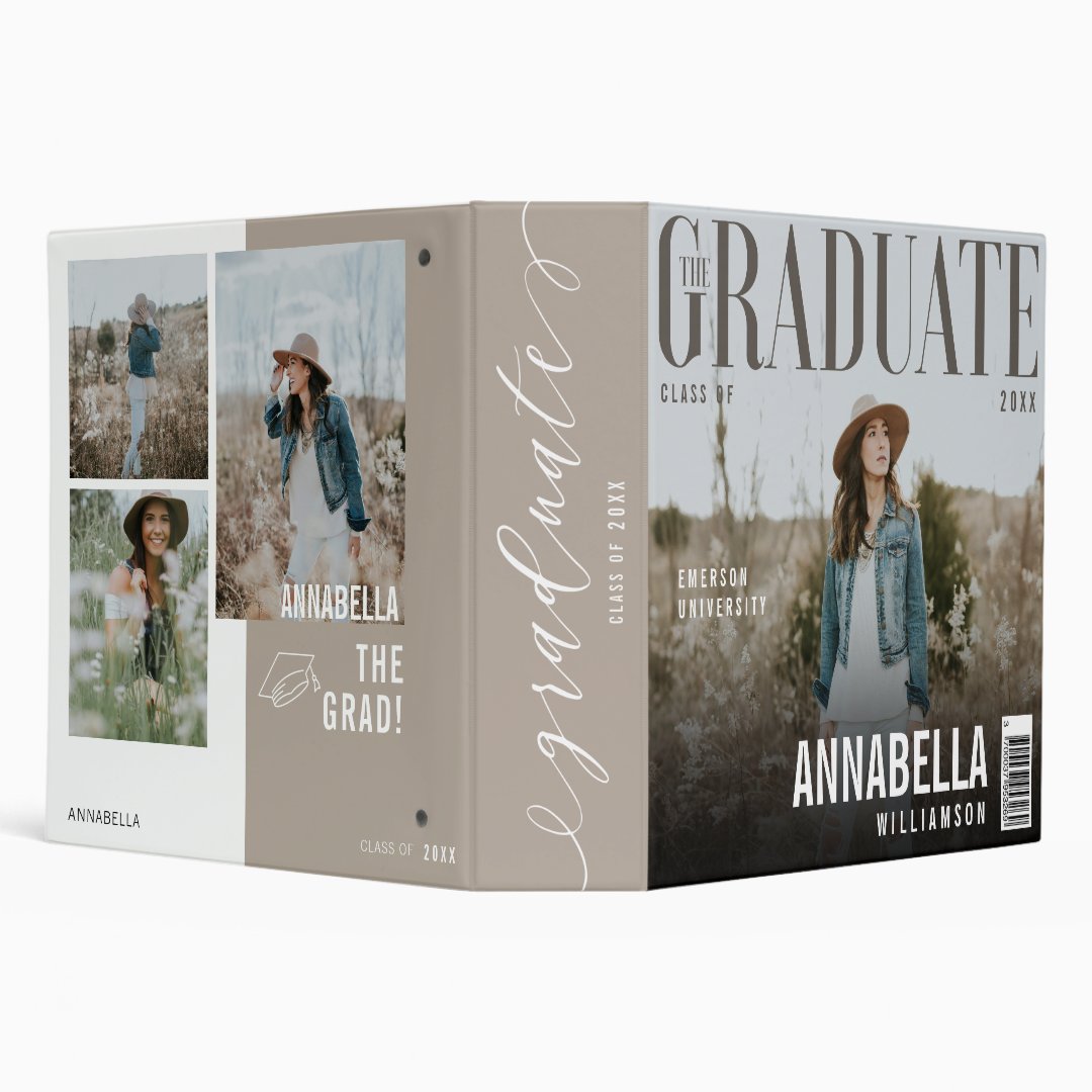 The Graduate Trendy Magazine Cover Graduation 3 Ri 3 Ring Binder | Zazzle