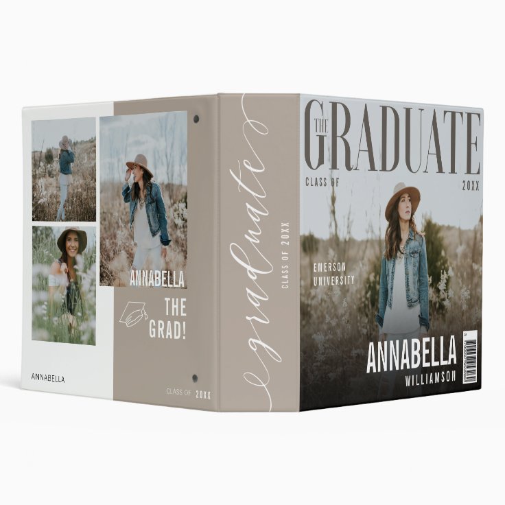 The Graduate Trendy Magazine Cover Graduation 3 Ri 3 Ring Binder | Zazzle