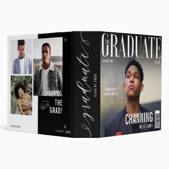 The Graduate Trendy Magazine Cover Graduation 3 Ring Binder | Zazzle