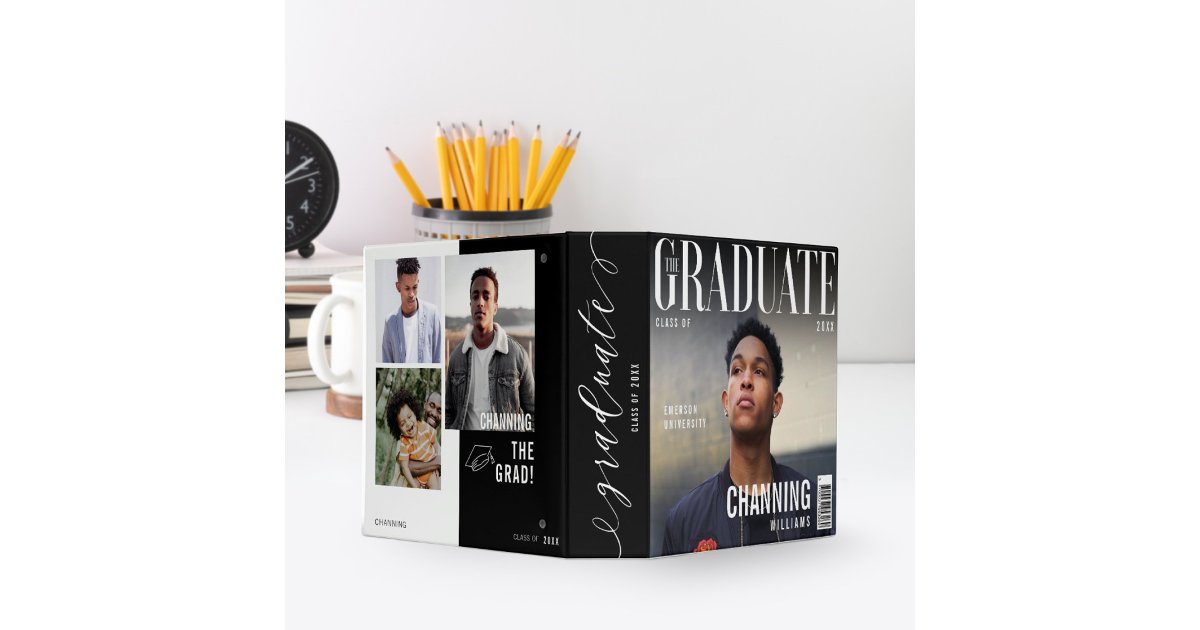 The Graduate Trendy Magazine Cover Graduation 3 Ring Binder | Zazzle