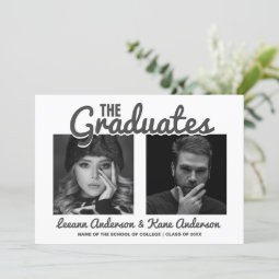 The graduates | 2 Sided Double Graduation Party Invitation | Zazzle