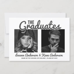 The graduates | 2 Sided Double Graduation Party Invitation | Zazzle