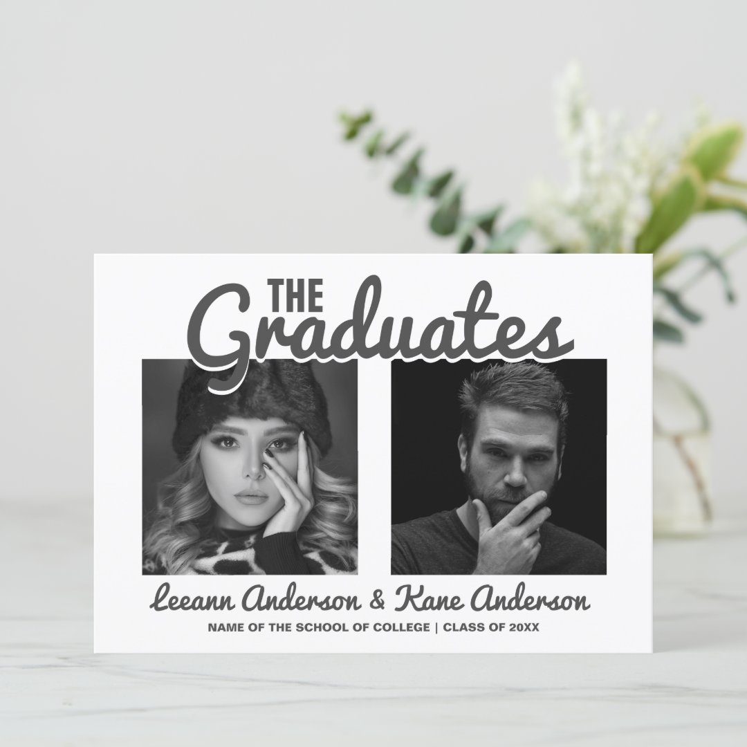 The graduates | 2 Sided Double Graduation Party Invitation | Zazzle