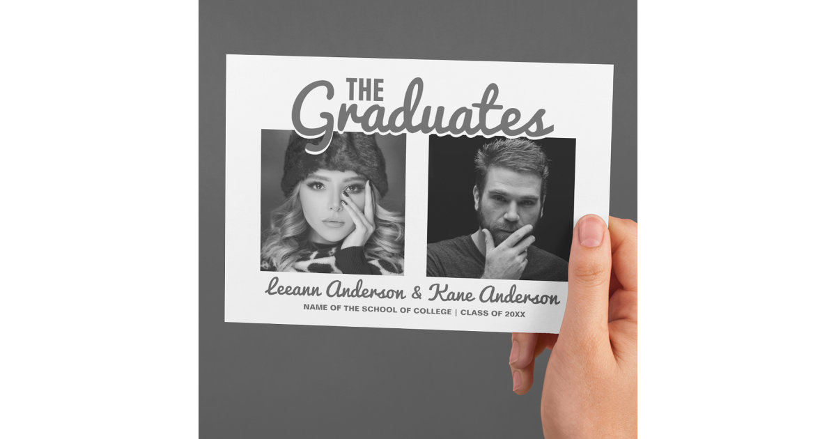 The graduates | 2 Sided Double Graduation Party Invitation | Zazzle