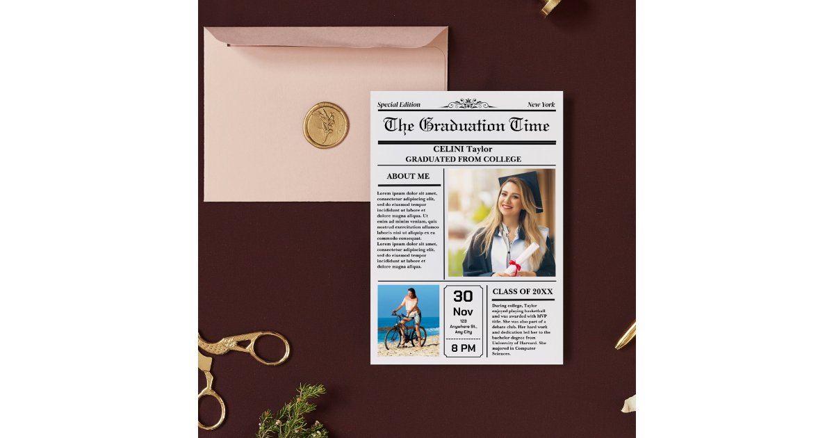 The Graduation News! Printable Newspaper Keepsake Invitation | Zazzle