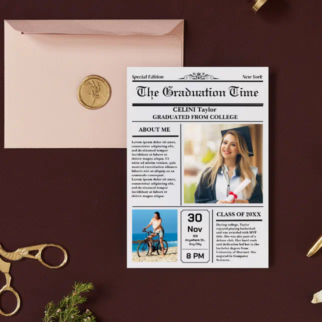 The Graduation News! Printable Newspaper Keepsake Invitation | Zazzle