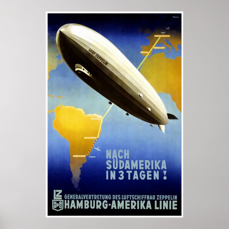 The Graf Zeppelin Line Vintage Travel Poster | Zazzle