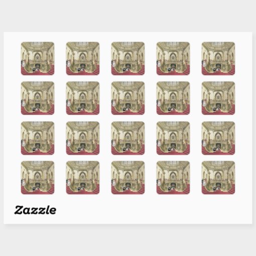 The Grand Staircase, Windsor Castle, from 'A Histo Square Sticker | Zazzle