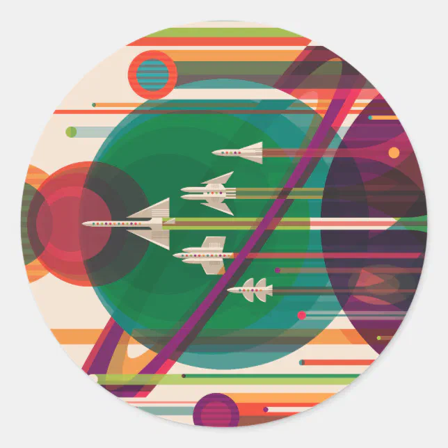 The Grand Tour - NASA/JPL's Retro Space Poster Classic Round Sticker ...