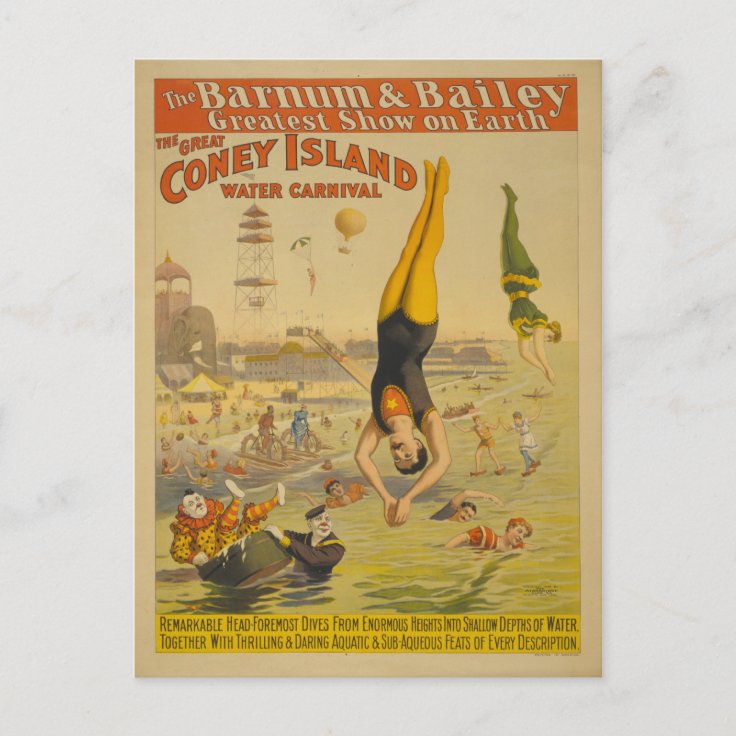 The Great Coney Island Water Carnival Poster Postcard | Zazzle