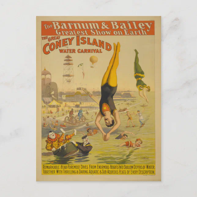 The Great Coney Island Water Carnival Poster Postcard | Zazzle