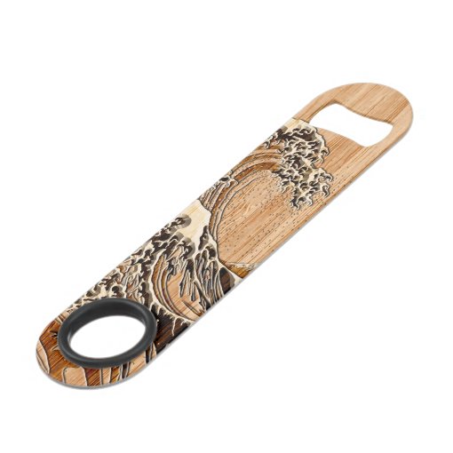 The Great Hokusai Wave Bamboo Wood Style decor Bar Key | Zazzle