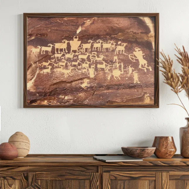 The Great Hunt Panel Pictograph 9 Mile Canyon Utah Poster | Zazzle