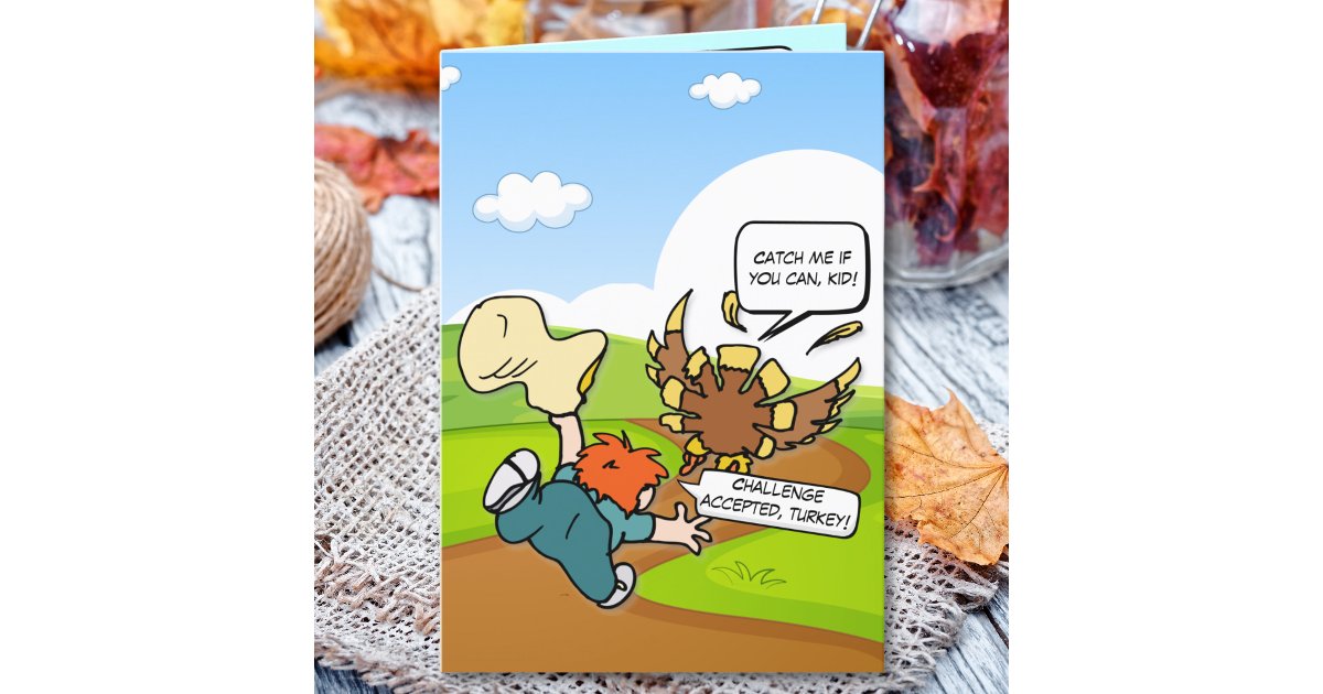 The Great Turkey Chase A Funny Thanksgiving Holiday Card | Zazzle